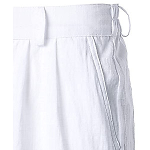 JOTOOK Men's Cotton Linen Shorts Casual Elastic Waist Shorts Summer Beach Shorts with Pocket Fashion Style Shorts 3X-Large White