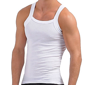John Son Super Heavy Weight Square Cut Tank Top - 2 Pack (1XL, White)