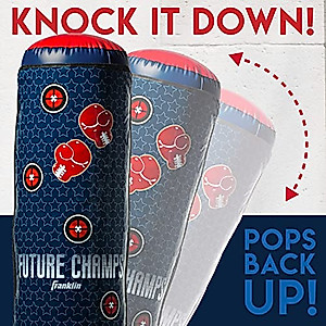 Franklin Sports Electronic Boxing Bag - Future Champs Inflatable MMA Kickboxing Bag - Toy Youth Equipment for Kids + Toddlers - 60" x 22"