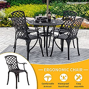 Withniture Aluminum Patio Chairs Set of 2, All Weather Outdoor Dining Chairs with Arms,Patio Dining Chairs,Patio Seating Outdoor Chairs,for Balcony, Backyard, Garden, Bronze