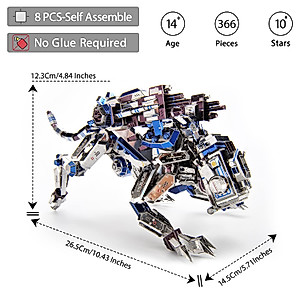 Microworld 3D Metal Puzzle, Mechanical Police Dog Model Building Kit, 3D Puzzle for Adults Challenging DIY Jigsaw Puzzle Brain Teaser Metal Arts Craft Kits Gift Toys for Teen Men