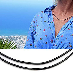 POTESSA Black Leather Cord Choker Necklace Double Knotted Adjustable Necklace Minimalist Jewelry for Women Men Unisex