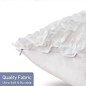 Leeden 18x18 Pillow Covers, Cushion Throw Pillow Cover Pillowcase Set of 2, Farmhouse Decorative Cushion case, 3D Design Handmade Pillowcase with Ruffles, White