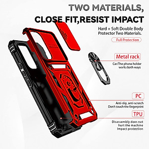 for Galaxy A54 5G Phone Case,with Screen Protectors and Camera Cover,[Military Grade] 16ft.Drop Tested Cover with Magnetic Kickstand Protective Case for Galaxy A54 5G, Red