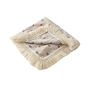CHUNGEL Cotton Baby Muslin Tassles 40"x 47", Baby Receiving Blanket with Fringe, Boho Muslin Swaddle Blanket with Fringe- Earth Rainbow…