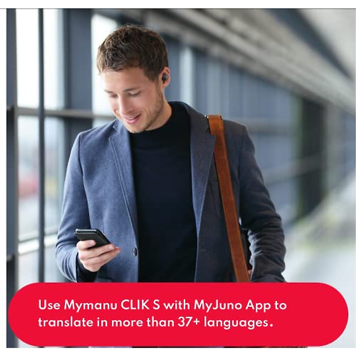 Mymanu CLIK S Translation Earbuds Using MyJuno Translation app, Passive Noise Cancellation with Long Battery Life and Advanced Audio Quality