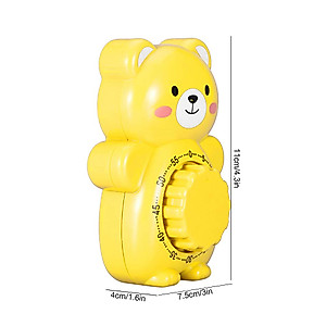 Cute Kitchen Timer, Mechanical Cooking Timer Cartoon Bear Shape Kitchen Manual Alarm Counters, Cook Timer, Kitchen Timer(Yellow)