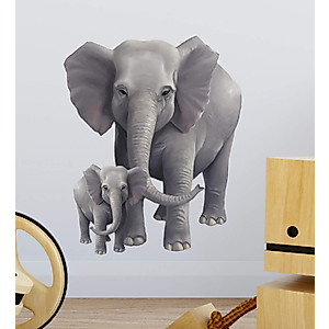 Jungle Animal Wall Decals for Kids Rooms Safari Decor Idea Lion Gorilla Koala Panda Vinyl Art Stickers Bedroom Toddlers Playroom Decoration Birthday Gift (Elephant)