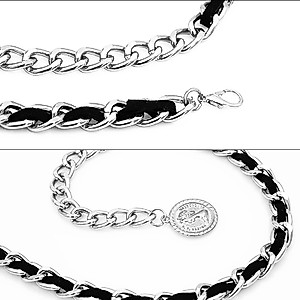 HIQUACC Leather Chain Belts for Women Girls, Layered Body Chain Belts Metal Waist Chain for Dress Vest Jeans