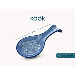 Spoon Rest, Ceramic Make, by Kook Spatula, Ladle, Utensil Holder, Dishwasher Safe for Stove Top, for Home and Coffee Bar Accessories, Set of 2 (Floral)