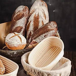 9.4'' Round Bread Banneton Proofing Basket with Linen Liner for Sourdough Proofing,Perfect Handmade Rattan Bowl for Making Beautiful Bread
