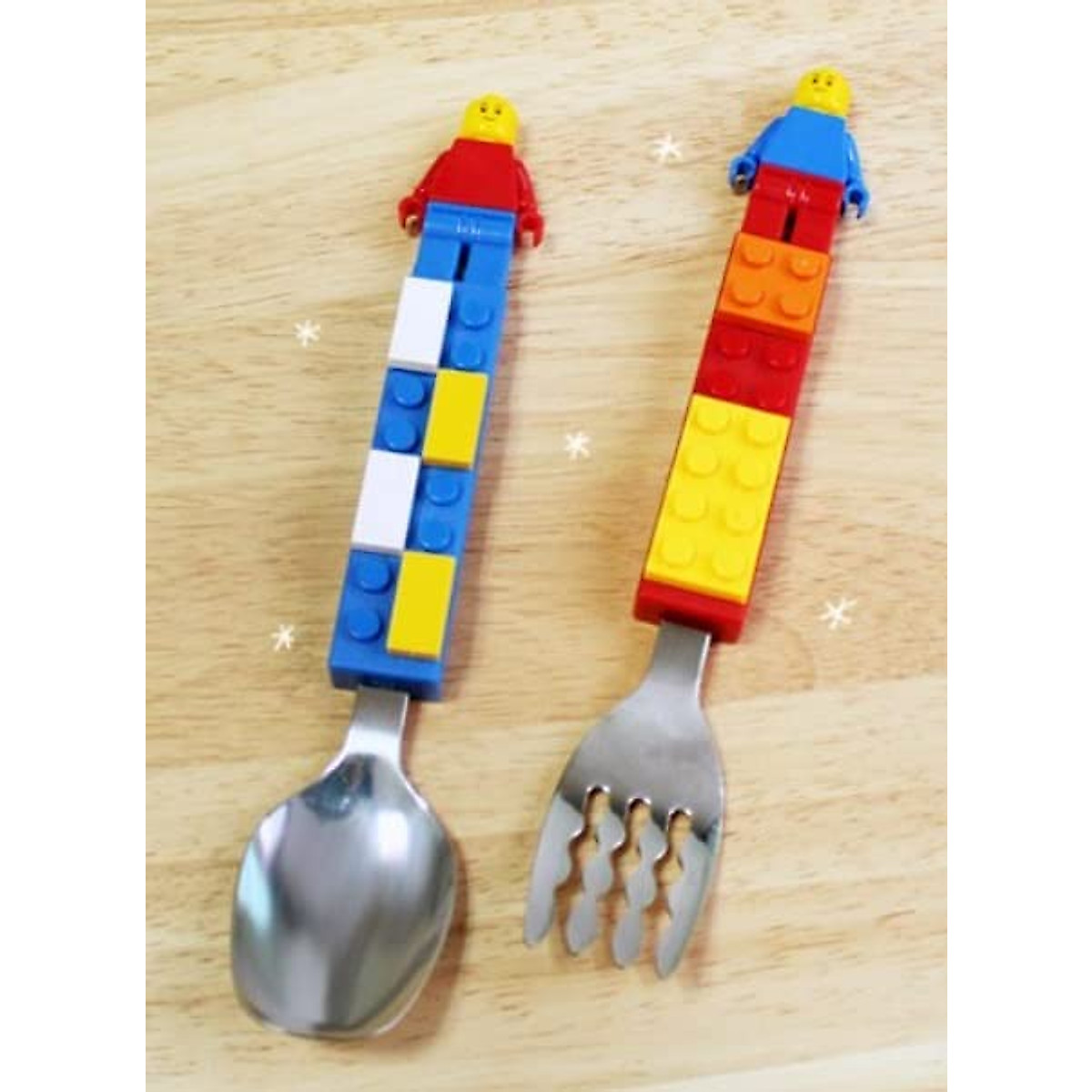Oxford Brick Spoon and Fork with Case for Kids. Blue or Red for Case.