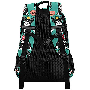 ALAZA Cute Pug Dog Print Mint Green Backpack Purse for Women Men Personalized Laptop Notebook Tablet School Bag Stylish Casual Daypack, 13 14 15.6 inch