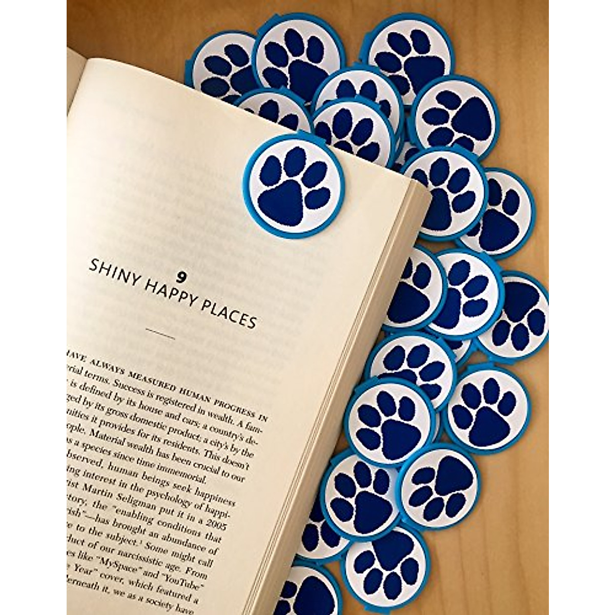 Blue Spirit Paw Print School Mascot Bookmarks - 36 Bulk Bookmarks for Kids Girl’s Boys- School Student Incentives – Library incentives – Reading Incentives - Classroom Reading Awards!