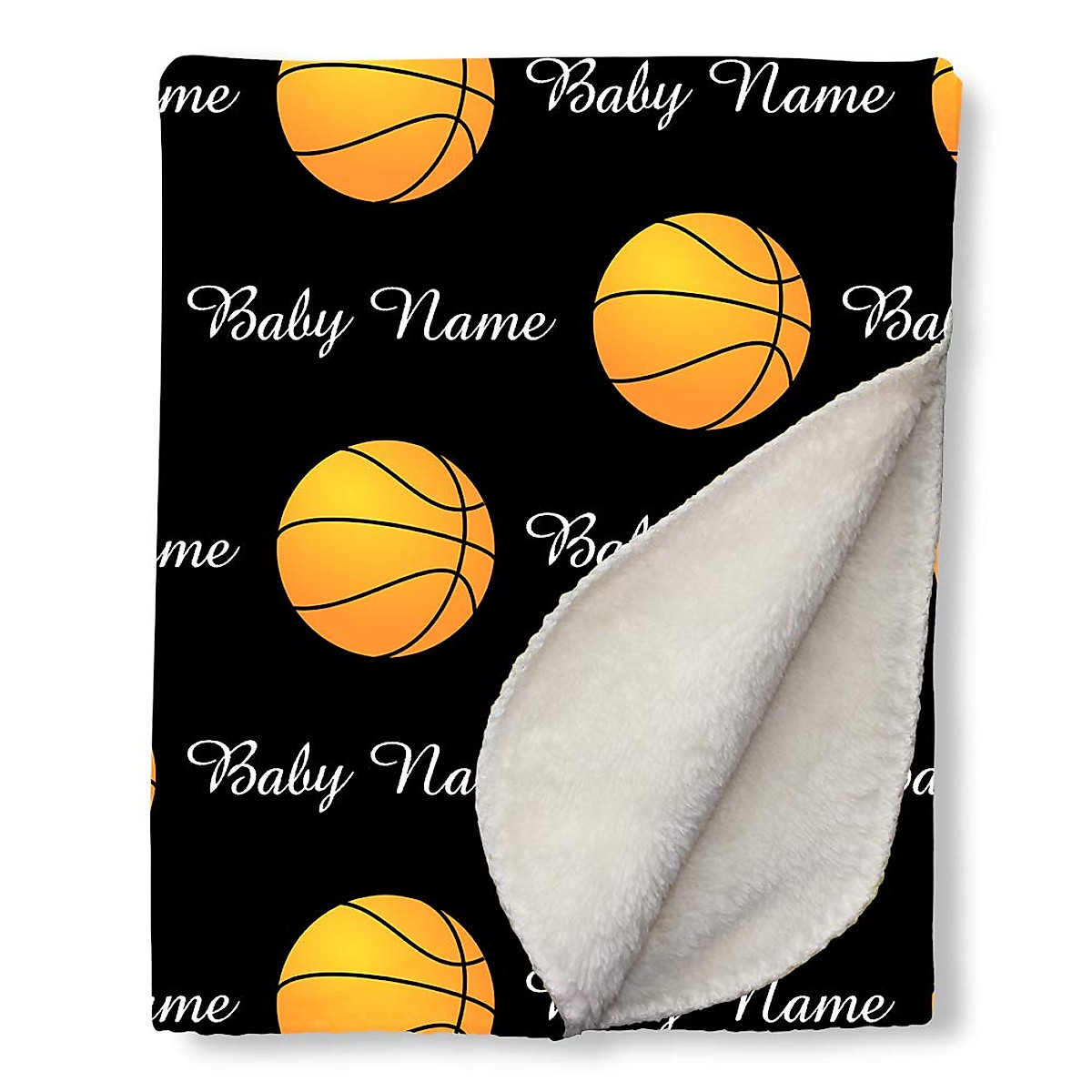 Basketball Blanket Personalized Design Baby Name Custom Newborn Gifts for Boys Girls, Soft Sherpa Fleece 31" X 47"