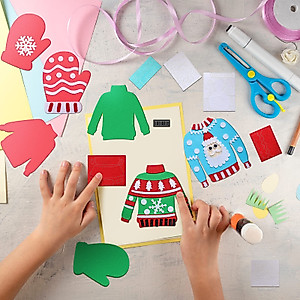 16 Pcs Christmas Sweater Foam Mitten Crafts, Christmas Tree Ornament Sets includes 8 DIY Ugly Sweater and 8 Mitten Foam Ornament Holiday Craft Kit Homemade Kits for Kids Home Activities