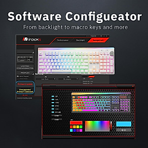iRocks K71R Wireless RGB Mechanical Gaming Keyboard,Gateron Switches Brown,PBT 107 Keys NKRO,RGB Backlit, Pro Keyboard for Gaming and Work,Dual Interface Wireless & Wired, Windows Laptop PC Mac,White
