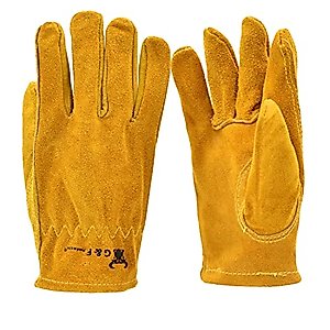 G & F Products 5013M JustForKids Kids Genuine Leather Work Gloves, Kids Garden Gloves, 4-6 Years Old