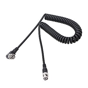 YACSEJAO BNC Cable 3G/HD SDI Coiled Cable BNC to Right Angle BNC Extension Connector Adapter for Video Security Camera CCTV Systems, Oscilloscope（Can Extend Up to 2M/6.6FT）