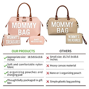 KABAQOO Mommy Bag for Hospital, Diaper Bag Tote with Changing Pad, Hospital Bags for Labor and Delivery, Large Travel Diaper Tote for Boys & Girls, Pink