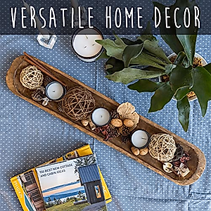 Decorative Wooden Dough Bowls Decor 30 Inch, Rustic Wood Long Dough Bowls, Large Carved Dough Bowl, Long Wooden Bowl, Bread Shaped Bowl, Wooden Large Dough Bowl Centerpieces, Long Bowls Decor