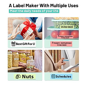 Vixic Label Makers D1600 Label Maker Machine, Portable Bluetooth Label Printer with 4 Colors Tape, Multiple Fonts Icons, Compatible with iOS Android for Home School Office Organization, Rechargeable