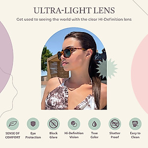 DUCO Retro Round UV400 Polarized Sunglasses for Women Men Vintage Shades Classic Acetate Trendy Fashion Sunglass DC1230 (Tortoise Frame Grey Lens)