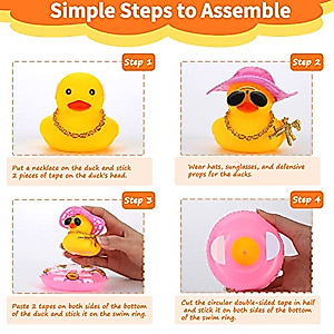 Zelobely Ducks for Cars - Rubber Duck Dashboard of Car, Car Duck Decoration Dashboard Yellow Rubber Duck Car Ornament with Mini Hat Necklace Sunglasses for Party Favors, Birthdays