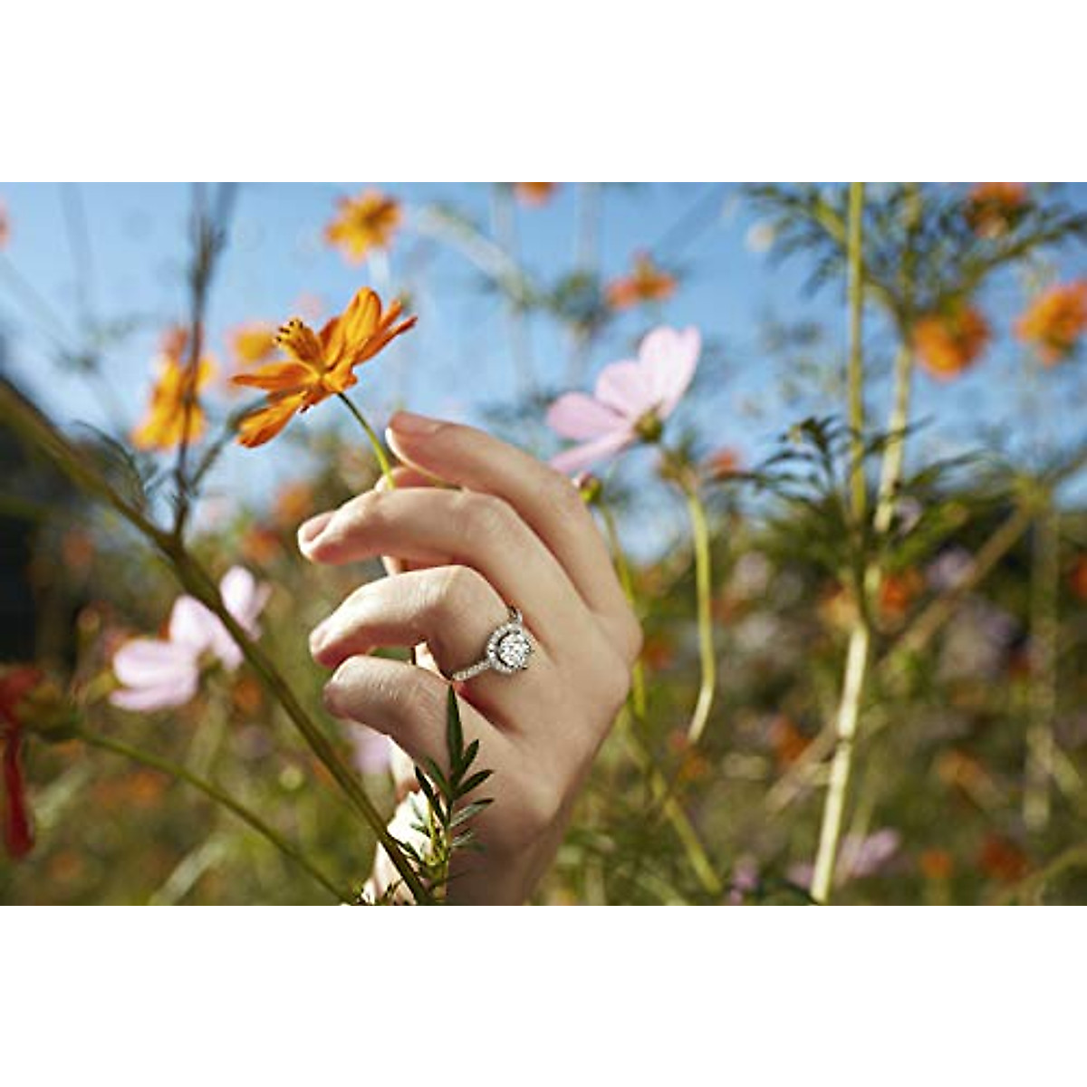 Charles & Colvard Created Moissanite 6.5mm Round Cut Engagement Ring for Women | 1.3 cttw DEW | Lab Grown | Solid 14K White Gold with Rhodium | Size 6