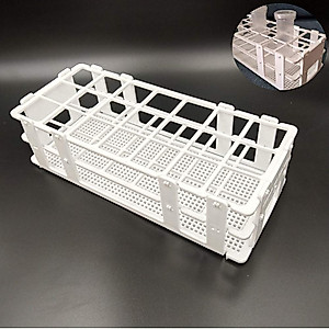 Pocomoco 3 Packs Plastic Test Tube Rack, 21 Holes Lab Test Tube Rack Holder for 30mm Test Tubes, White, Detachable (21 Holes)