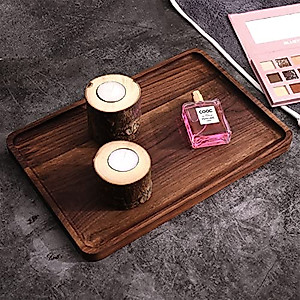 Rustic Walnut Wood Serving Tray,13"x9" Rectangle Platter Tea Tray Coffee Table Tray,Kitchen Tableware Decor Decorative Wood Dessert Cup Tray,Wood Vanity Tray for Jewelry (Rectangle)