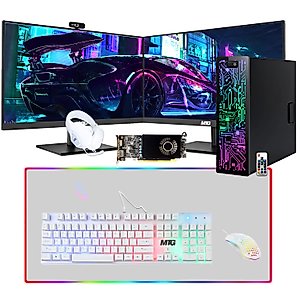 Gaming Desktop PC, Intel Core i7 6th Gen, TechMagnet Zeus, AMD RX 550 Graphics, 32GB RAM, 240GB SSD + 2TB HDD, MTG New 27 Inch Dual Monitor, Gaming Kit Webcam, Win 10 Pro (Renewed)