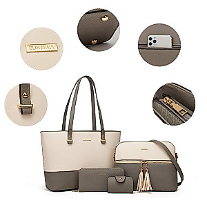 Women Fashion Handbags Wallet Tote Bag Shoulder Bag Top Handle Satchel Purse Set 4pcs