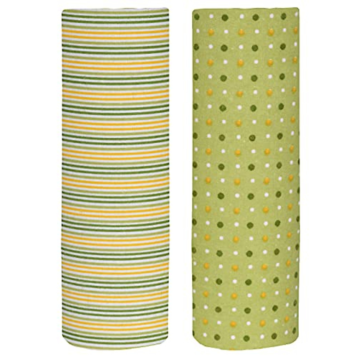 Cuddles & Cribs Baby Receiving Blankets – 100% Cotton Flannel Receiving Blankets - Yellow Stripe & Spots - Pack of 2-30 x 30 Inch