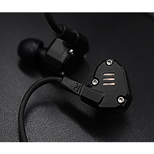Quad Driver Headphones,ERJIGO KZ ZS6 High Fidelity Extra Bass Earbuds Without Microphone,with Detachable Cable (with Mic, Black)
