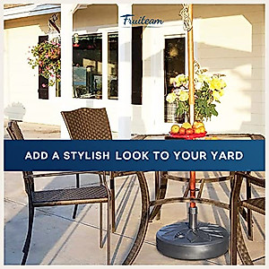 FRUITEAM 48.5Lbs Fillable Weight Patio Umbrella Base Heavy-Duty Recyclable Plastic Round Base Water & Sand Filled Umbrella Stand for Garden, Backyard