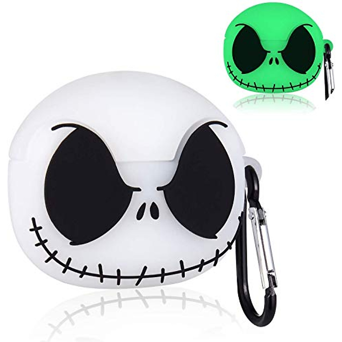 Jowhep Case for AirPod Pro 2019/Pro 2 Gen 2022 Cartoon Cute Silicone Cover with Keychain Fashion Funny Soft Skin for Air Pods Pro Girls Boys Kids Shell Cases for AirPods Pro Luminous Skull