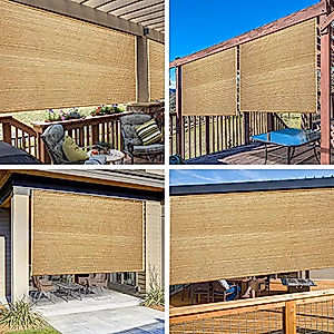 Shatex Garden Shade Fabric Adjustable Vertical Side Wall Panel for Patio/Pergola/Window 6x5ft Wheat