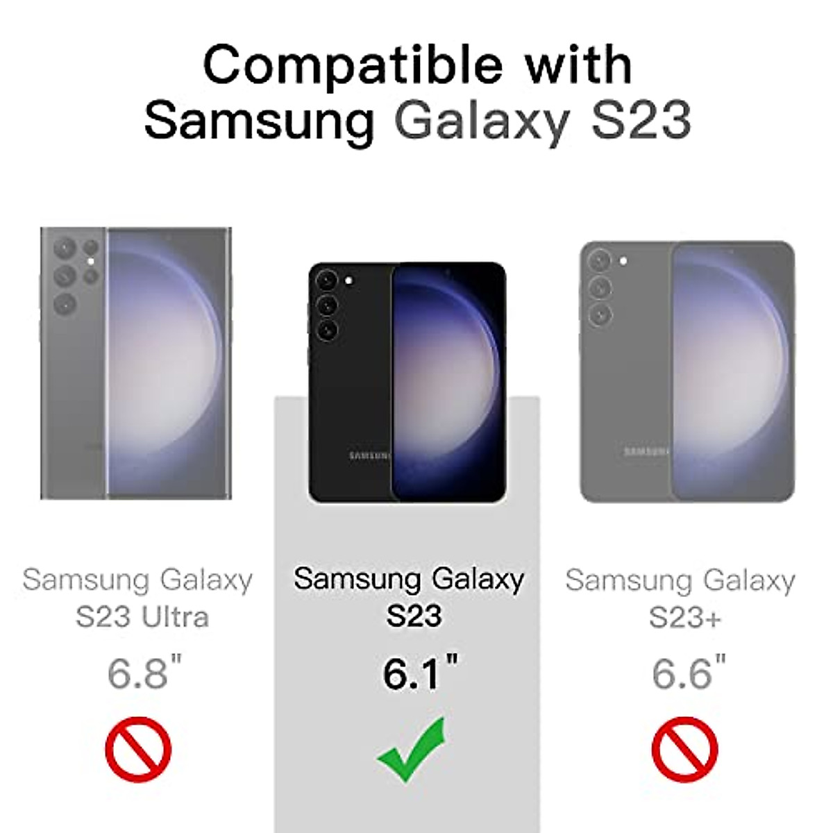 JETech 5 in 1 Matte Case for Samsung Galaxy S23 5G 6.1-Inch with 2-Pack Screen Protector and Camera Lens Protector, Translucent Back Protective Phone Cover, Tempered Glass Film (Black)