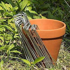 MySit 50x 6-Inch Galvanized Ground Garden Staples Stakes Pins, Lawn Landscape Staples Weed Fabric Staple, Heavy-Duty 11 Gauge Anti-Rust Steel Sod Anchor Securing Pegs(SodStaple_11Ga_AR50)