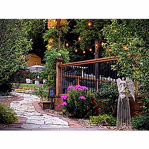 Antiqued Metal Garden Angel Statue with Heart, Indoor Outdoor Angel Yard Art Decor Lawn Patio Decorations Holiday Decor Garden Present Idea, 32"H