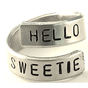 HELLO SWEETIE - Dr. Who Ring hand stamped ring geek jewelry time lord aluminum ring