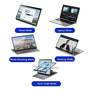 DAUERHAFT Tablet Laptop, Office Laptop RGB Backlit 15.6in Touch Display for Family (12GB+512GB US Plug 2 Pin)