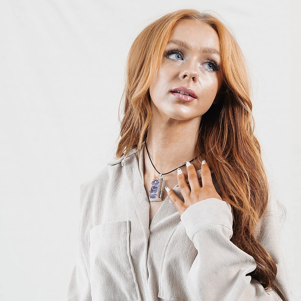 Ayana Crystals Handcrafted Amethyst Geode Necklace - Silver Plated: Genuine Natural Amethyst, February Birthstone – Third Eye & Crown Chakra Activation for Aquarius & Pisces Zodiac Signs