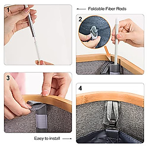 ELONG HOME Laundry Basket with Lid, 1 Pack 100L Laundry Hamper with Removable Bag, Grey Laundry Hamper with Lid, Collapsible Laundry Baskets with Bamboo Handles for Clothes Towels Blankets Toys