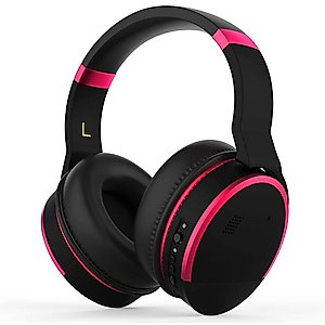 ZPVGZY Yagoolh E8 Bluetooth Headphones Wireless Headphones Active Noise Cancelling Headphones Over Ear with Microphone, Soft Protein Earpads, 30 Hours Playtime for Travel/Work (Rose Red)