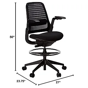 Steelcase Series 1 Stool Chair, Graphite Frame with 3D Microknit Fabric (Licorice)