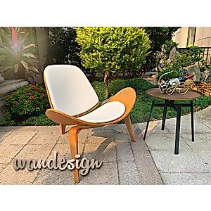 Kleanbe Mid-Century Modern Leather Shell Chair (White)