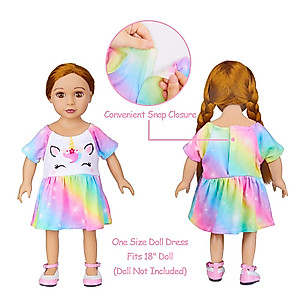 MHJY Doll and Girl Matching Nightgowns Unicorn Pajamas Night Dress for Girls and American 18" Girl Doll Clothes,8-9 Years,Rainbow