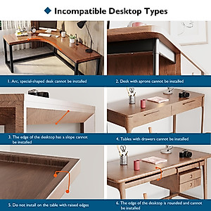 BONTEC Keyboard Tray Under Desk, Pull Out Keyboard & Mouse Tray with C-clamp, 25.6 Excluding Clamps (30 Including Clamps) x 11.8 Inch Steady Slide-Out Computer Drawer for Typing, Rustic Brown
